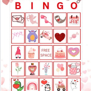 Valentine's Day Bingo Cards - Etsy