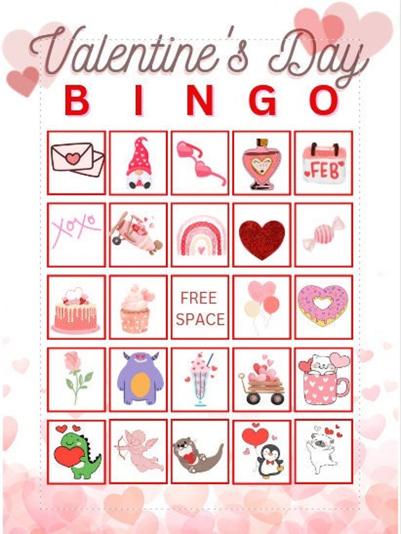 Valentine's Day Bingo Cards - Etsy
