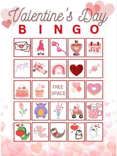 Valentine's Day Bingo Cards - Etsy