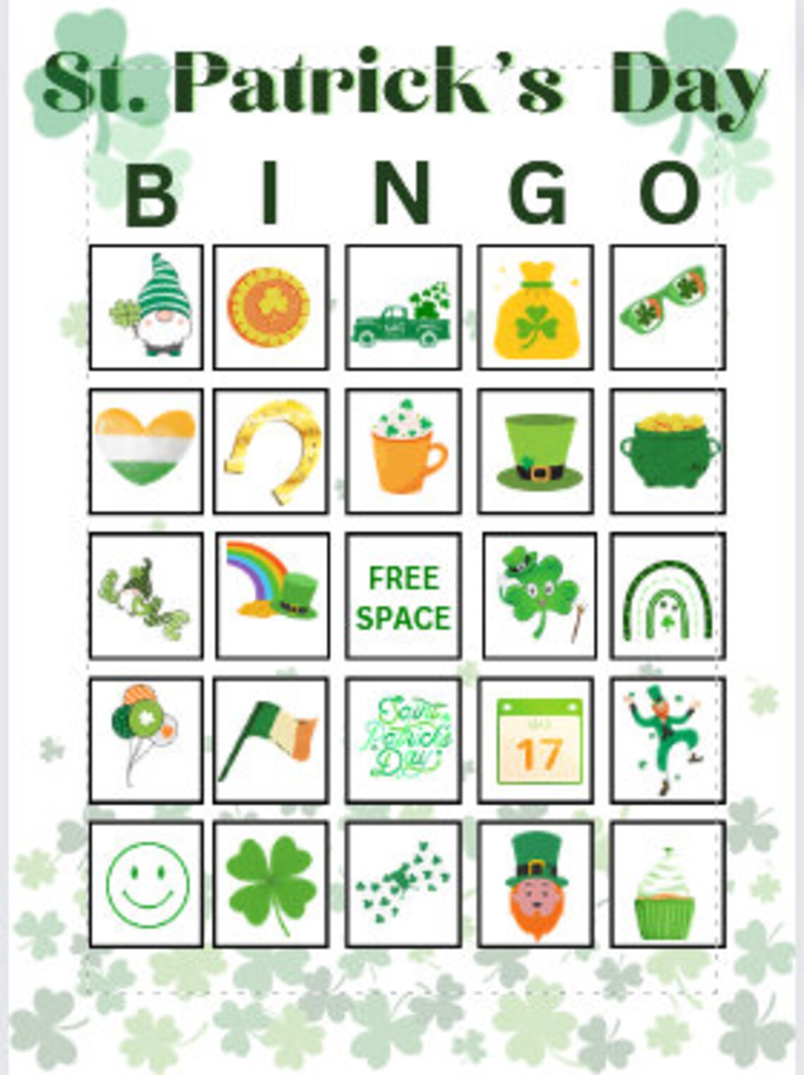 St. Patrick's Day Bingo Cards, Kids Party Game, Colorful, Downloadable ...