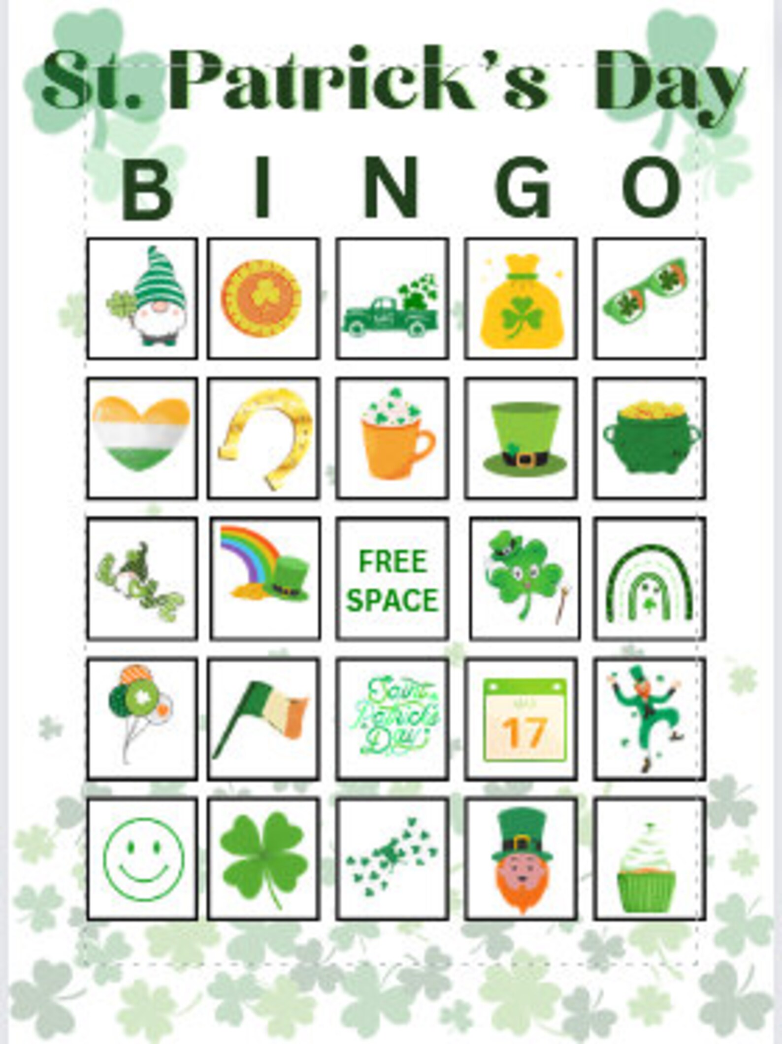 St. Patrick's Day Bingo Cards, Kids Party Game, Colorful, Downloadable ...