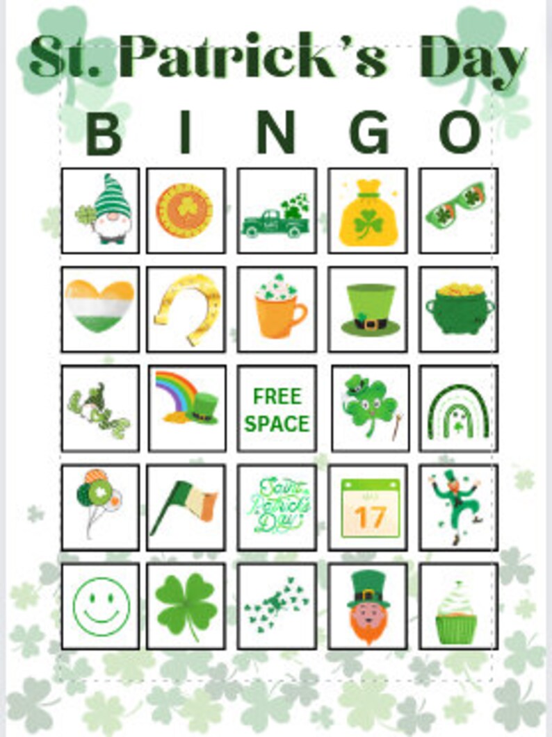 St. Patrick's Day Bingo Cards, Kids Party Game, Colorful, Downloadable ...