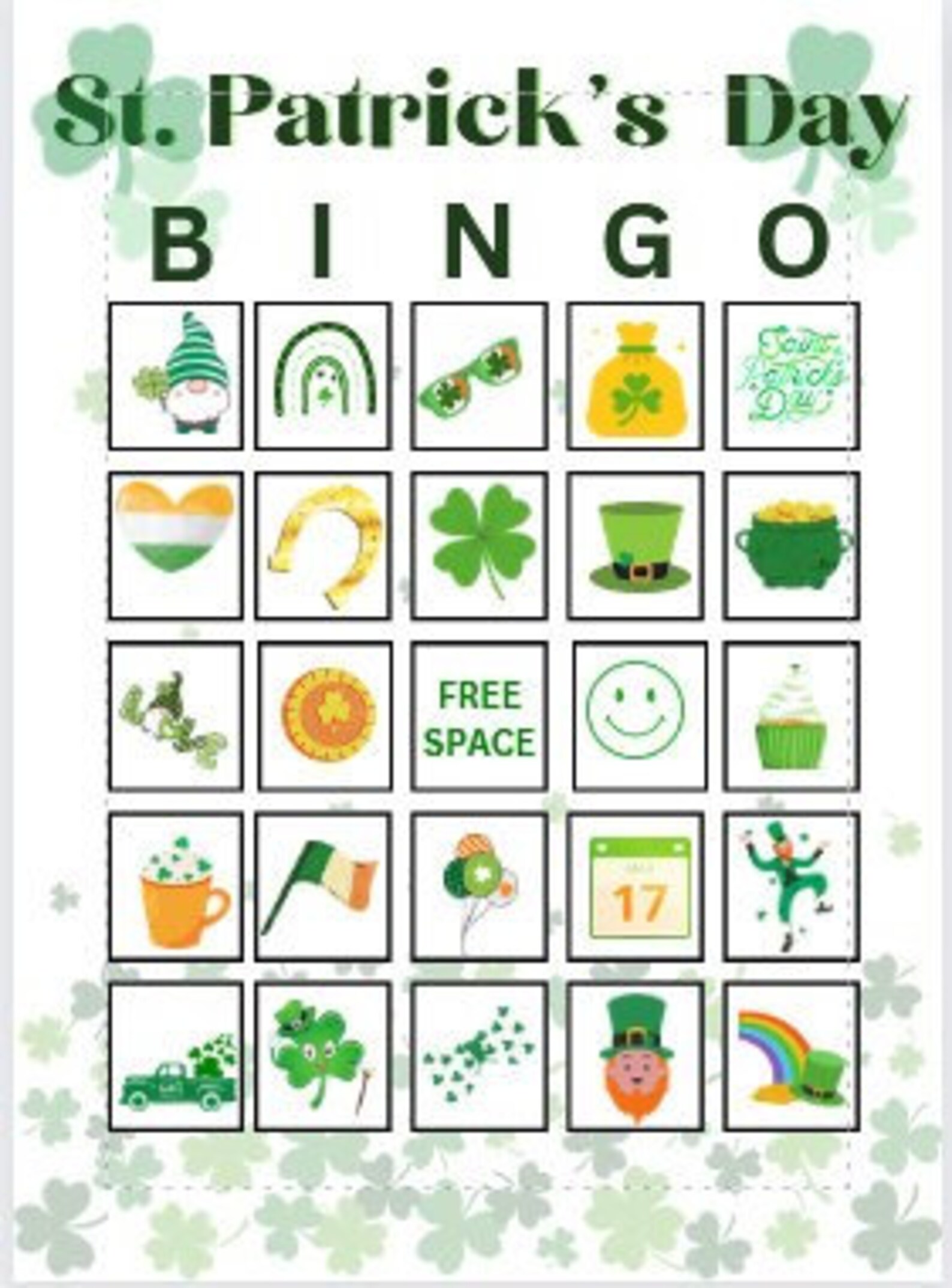 St. Patrick's Day Bingo Cards, Kids Party Game, Colorful, Downloadable ...