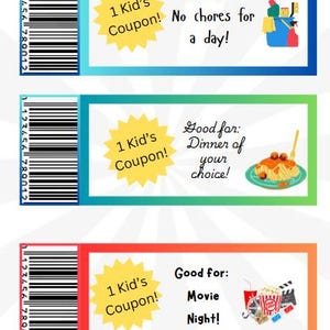 Kids Coupons, Kids Gifts, Fun Coupons for Kids, Printable Kids Coupons ...
