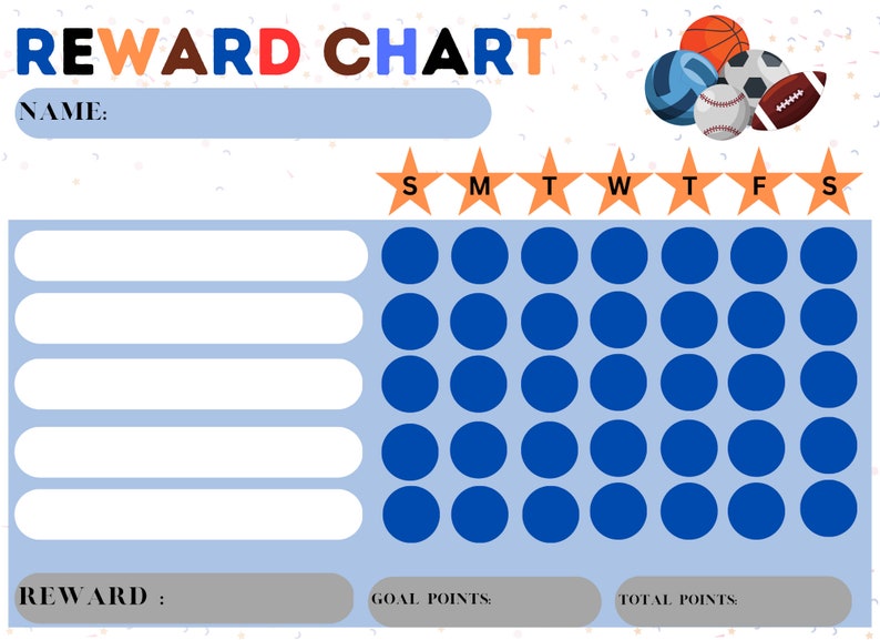 Kids Reward Chart With Chores, Also Blank. Downloadable, Printable ...