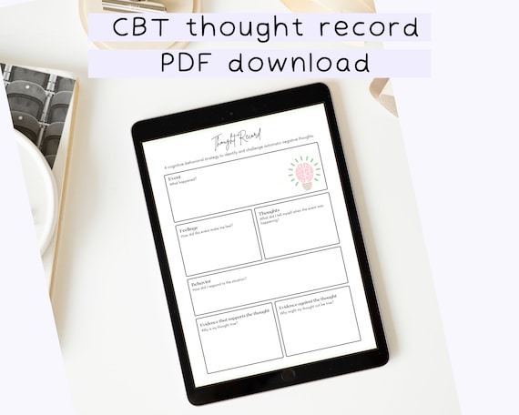 Printable CBT Thought Record Cognitive Distortions PDF Use - Etsy