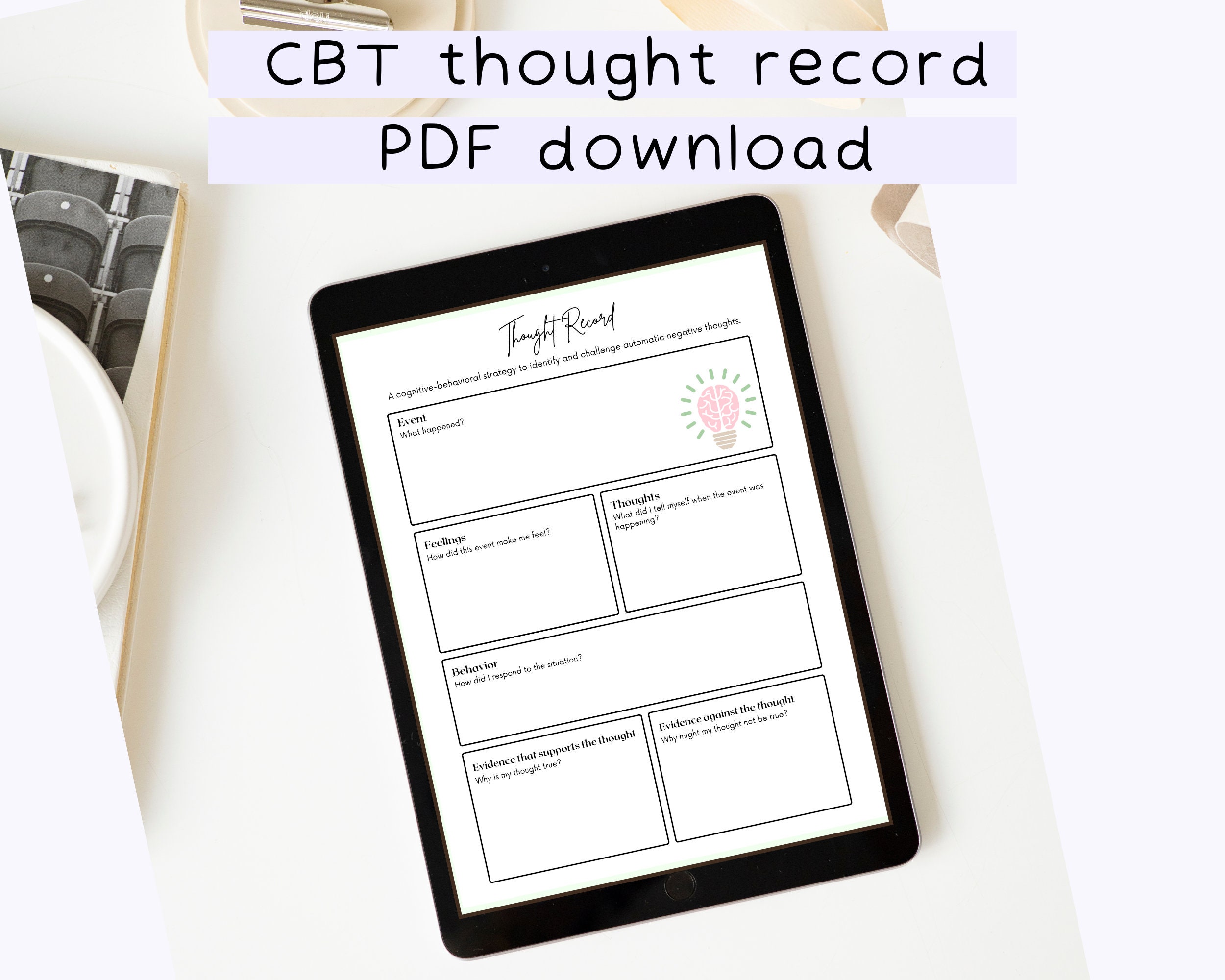 Printable CBT Thought Record Cognitive Distortions PDF Use - Etsy