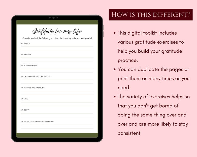 The Complete Gratitude Toolkit, Gratitude Journal Digital Printable ...