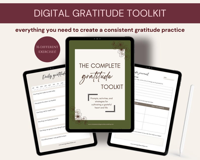 The Complete Gratitude Toolkit, Gratitude Journal Digital Printable ...