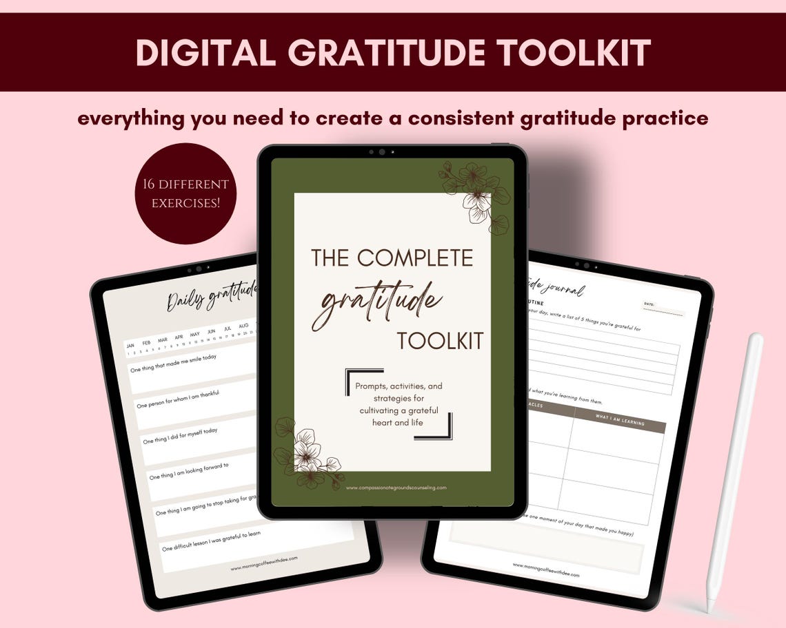 The Complete Gratitude Toolkit, Gratitude Journal Digital Printable ...