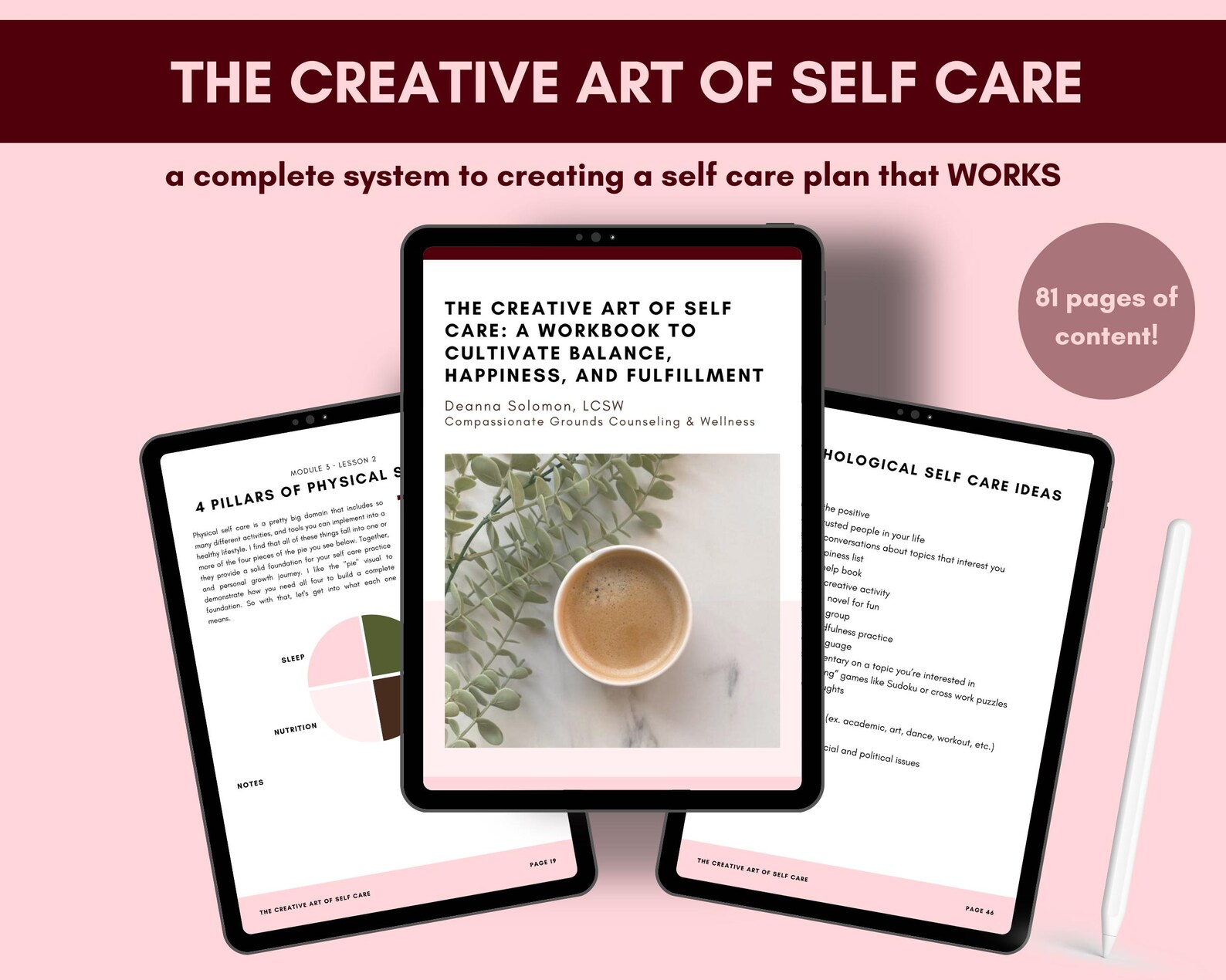The Creative Art of Self Care Digital Workbook, Self Care Planner, Self ...