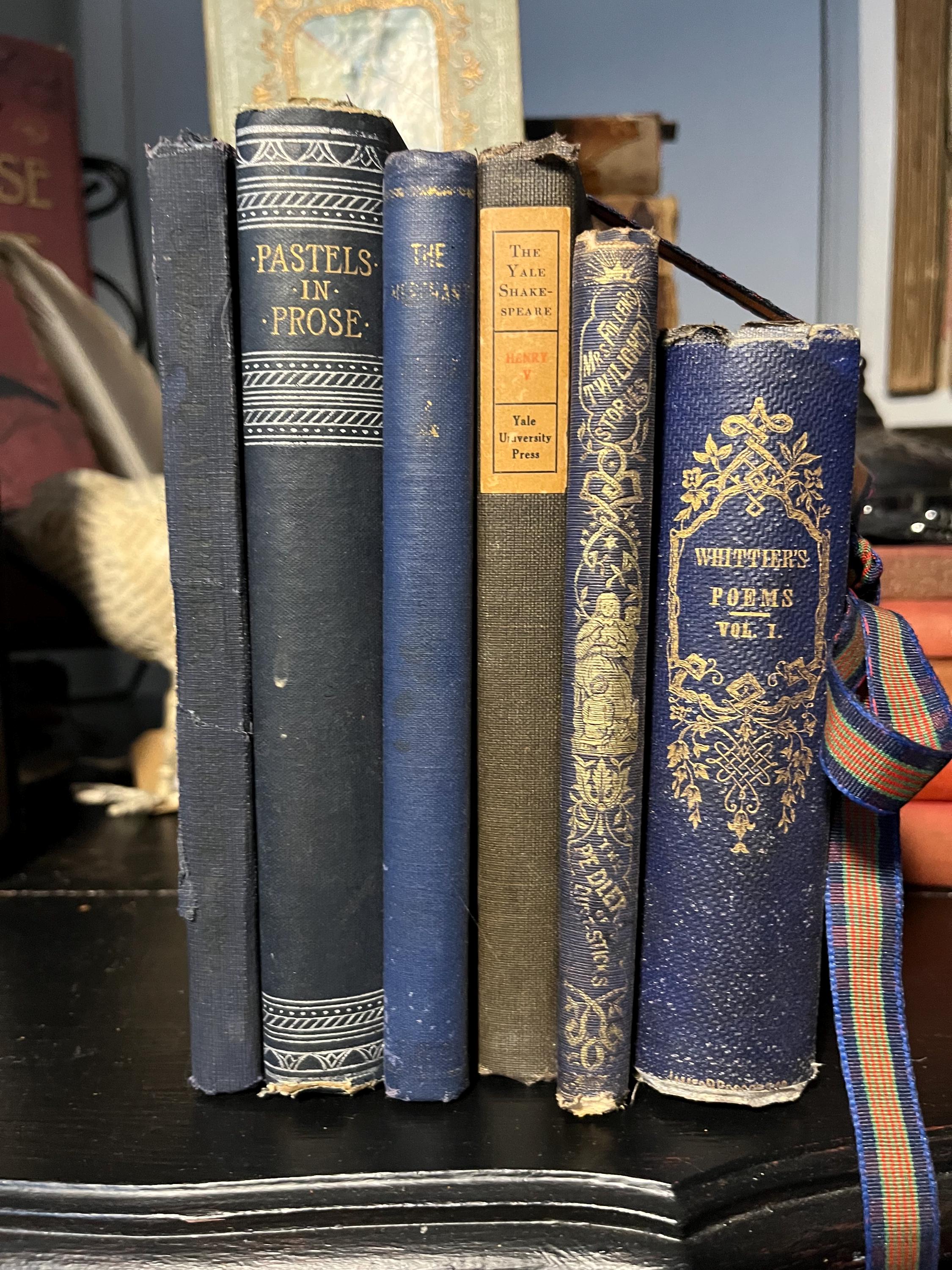 Vintage Cobalt Blue Bookstack Decor Poetry Literature Shakespeare - Etsy