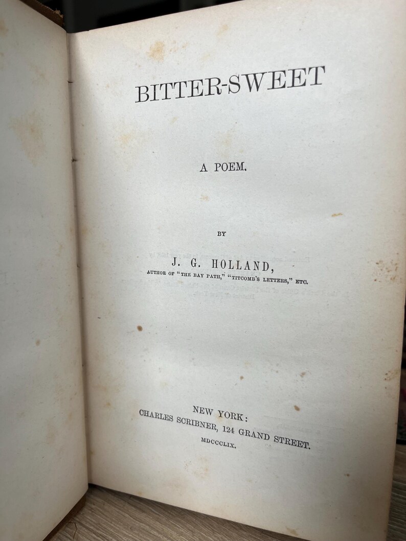 1859 Bitter-sweet. A Poem. by J.G. Holland - Etsy