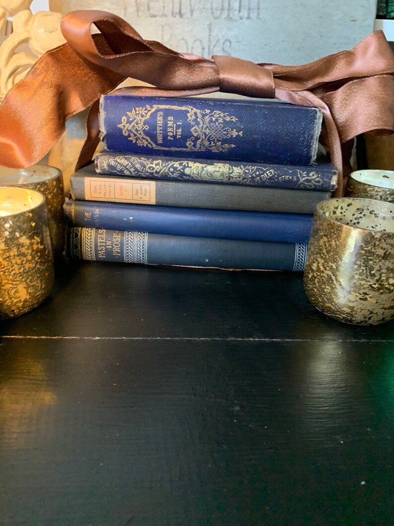 Vintage Cobalt Blue Bookstack Decor Poetry Literature Shakespeare - Etsy