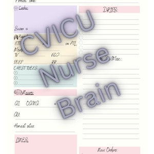 CVICU Nurse Report Sheet, Nurse Brain, New Grad, SBAR, ICU, Head to Toe ...