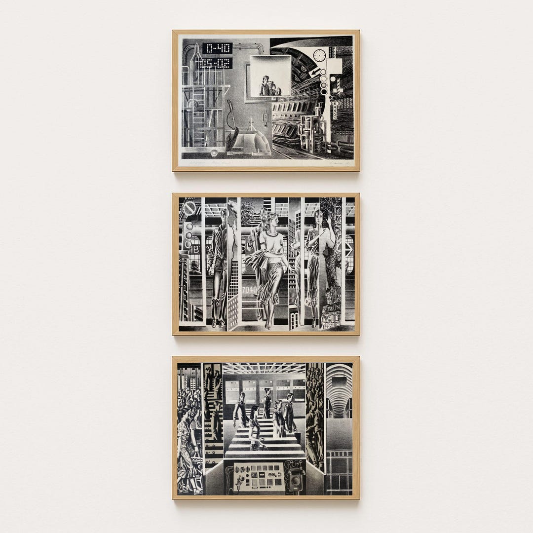 Soviet Metro Art Set of 3 DIGITAL Prints, 80s Subway Painting, Vintage ...