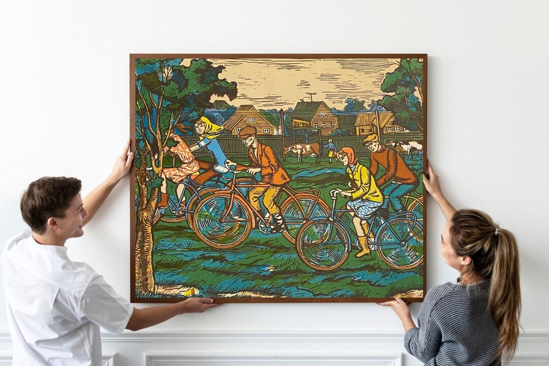 Vintage Soviet Bicycle Poster DIGITAL PRINT – 1980s Rural Farmhouse ...