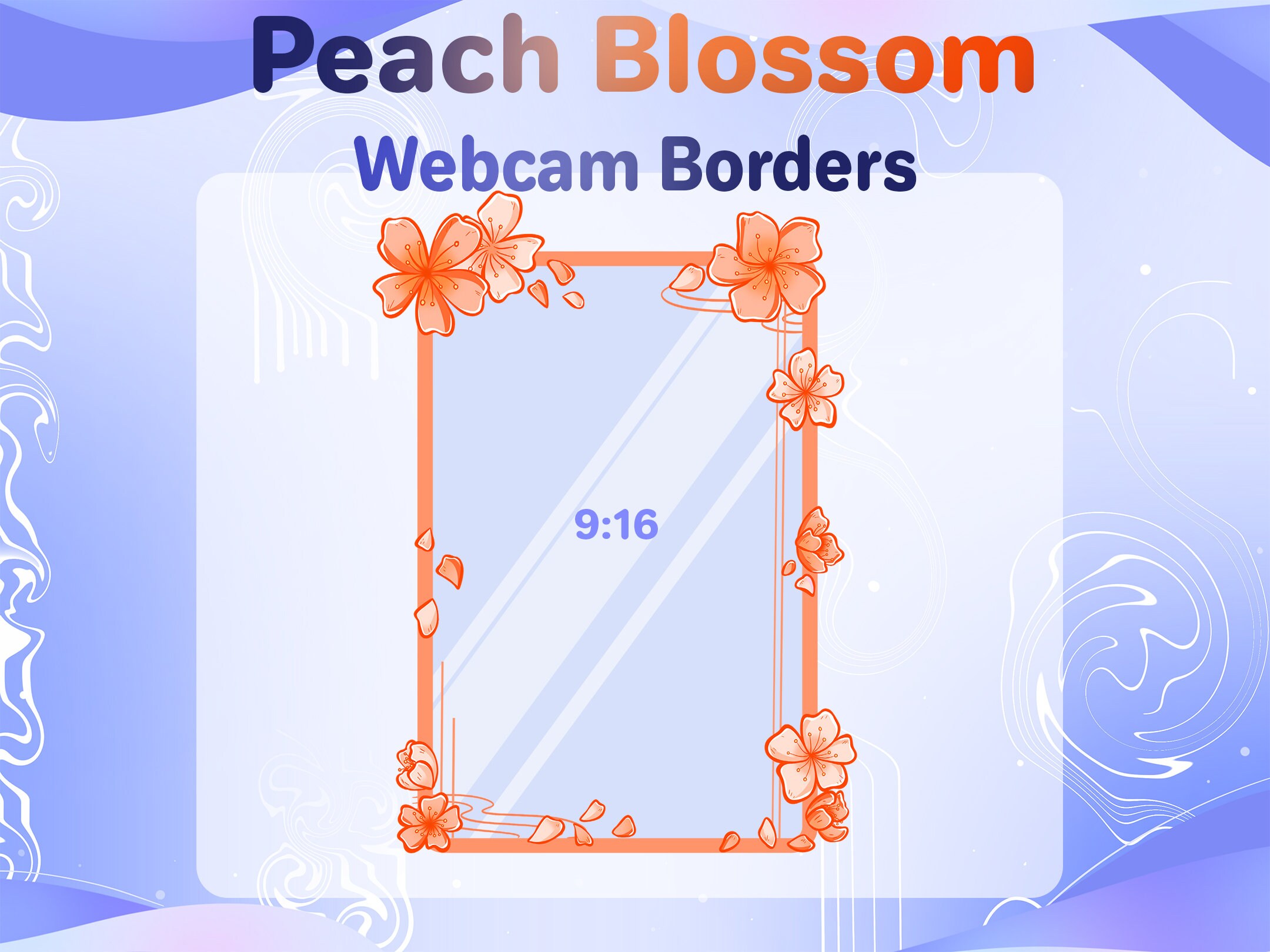 Peach Blossom Vertical Webcam Border for Twitch // 9:16 Peach Flowers ...