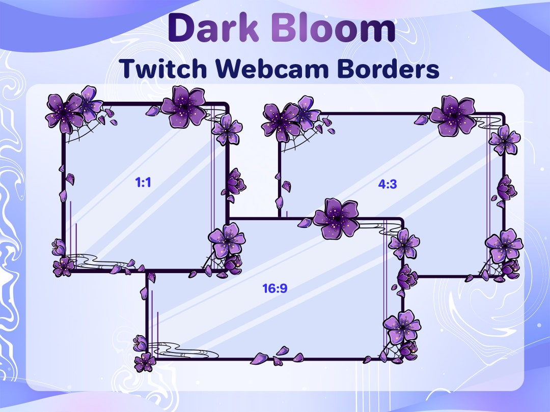 Dark Bloom Twitch Webcam Borders // Pack of 3 Spooky Purple Flower OBS ...