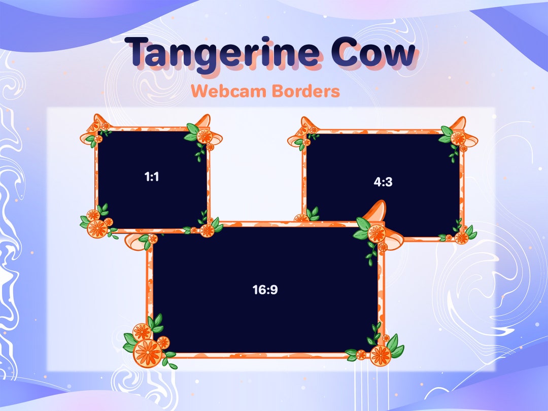 Tangerine Milk Cow Twitch Webcam Borders // 3 Orange Cow Themed Webcam ...