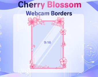 Peach Blossom Vertical Webcam Border for Twitch // 9:16 Peach Flowers ...
