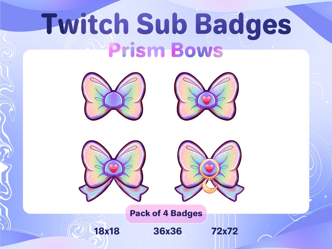 Prism Bow Twitch Sub Badges: Rainbow Streamer Badges (pack of 4) - Etsy