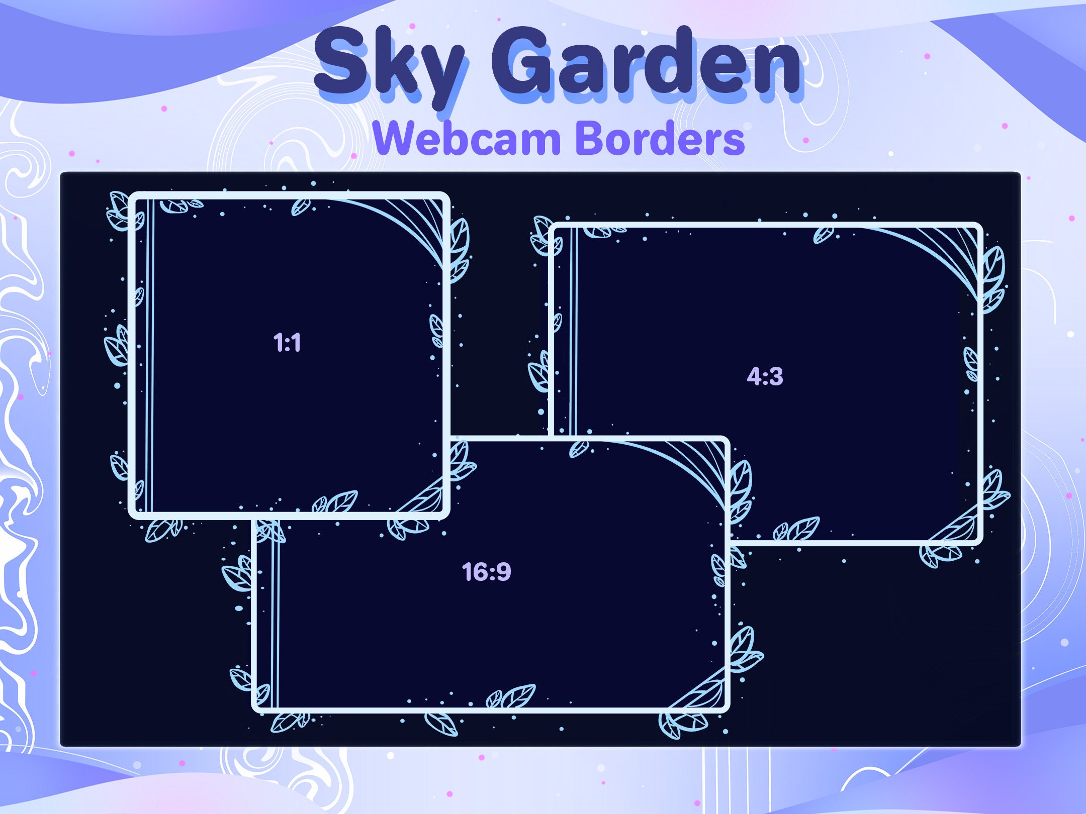 Sky Garden Webcam Borders for Twitch // Pack of 3 Plant Themed Webcam ...