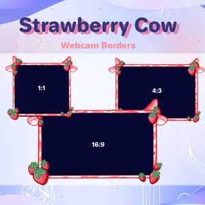 Strawberry Milk Cow Twitch Webcam Borders: Pink Print Overlay - Etsy