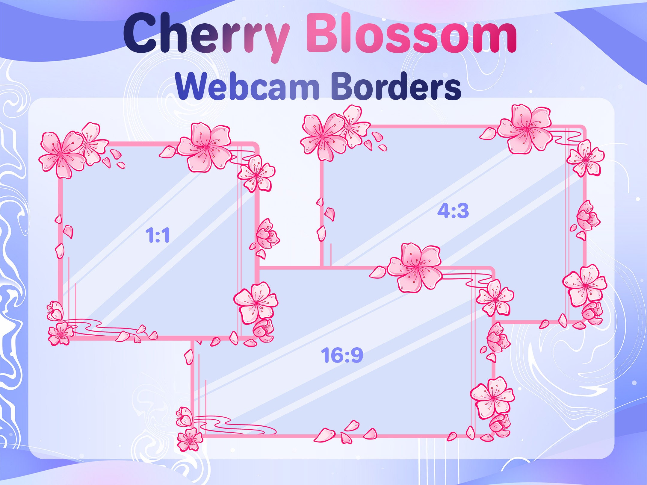 Cherry Blossom Webcam Borders for Twitch // Pack of 3 Floral Japanese ...