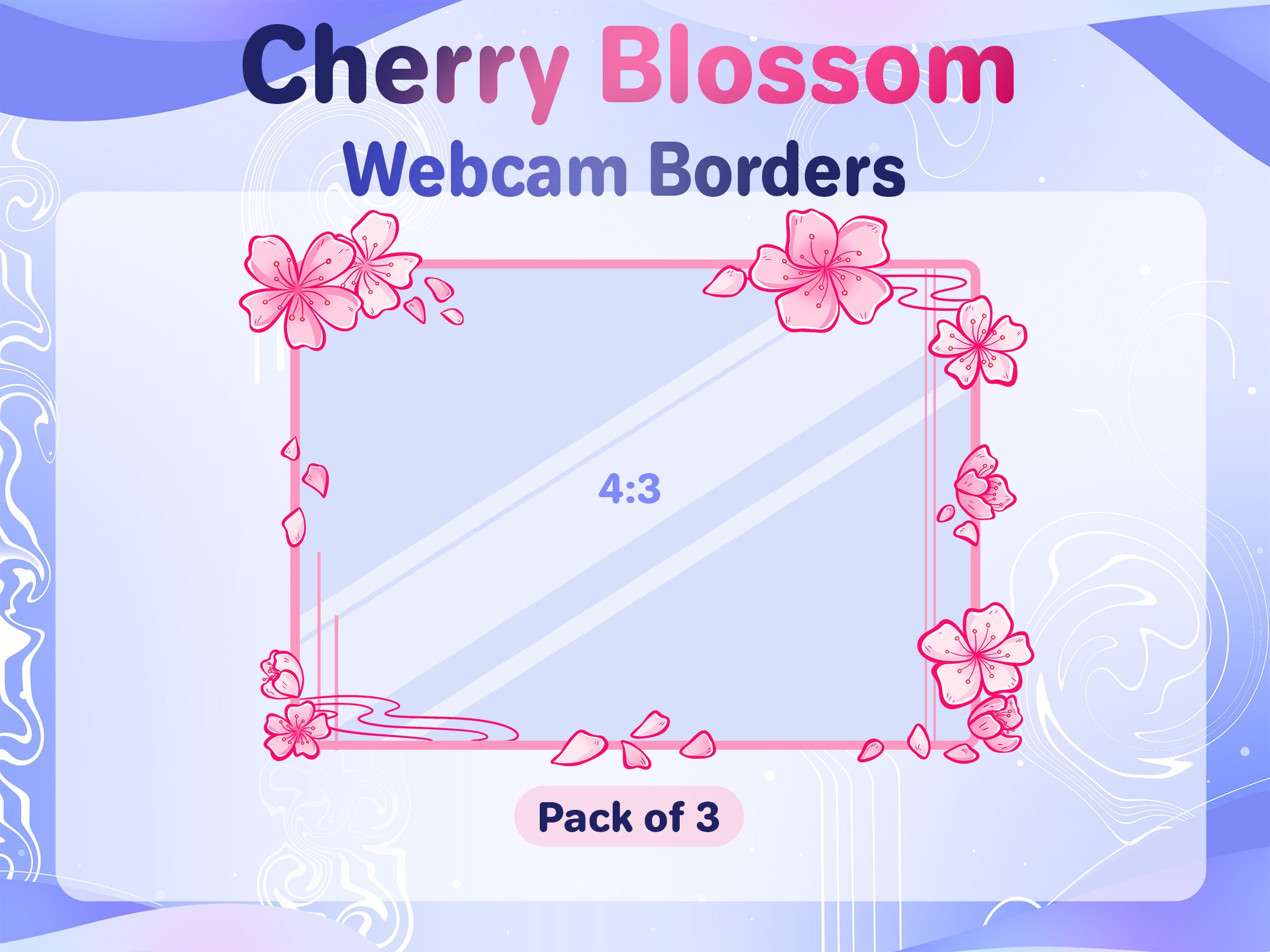 Cherry Blossom Webcam Borders for Twitch // Pack of 3 Floral Japanese ...