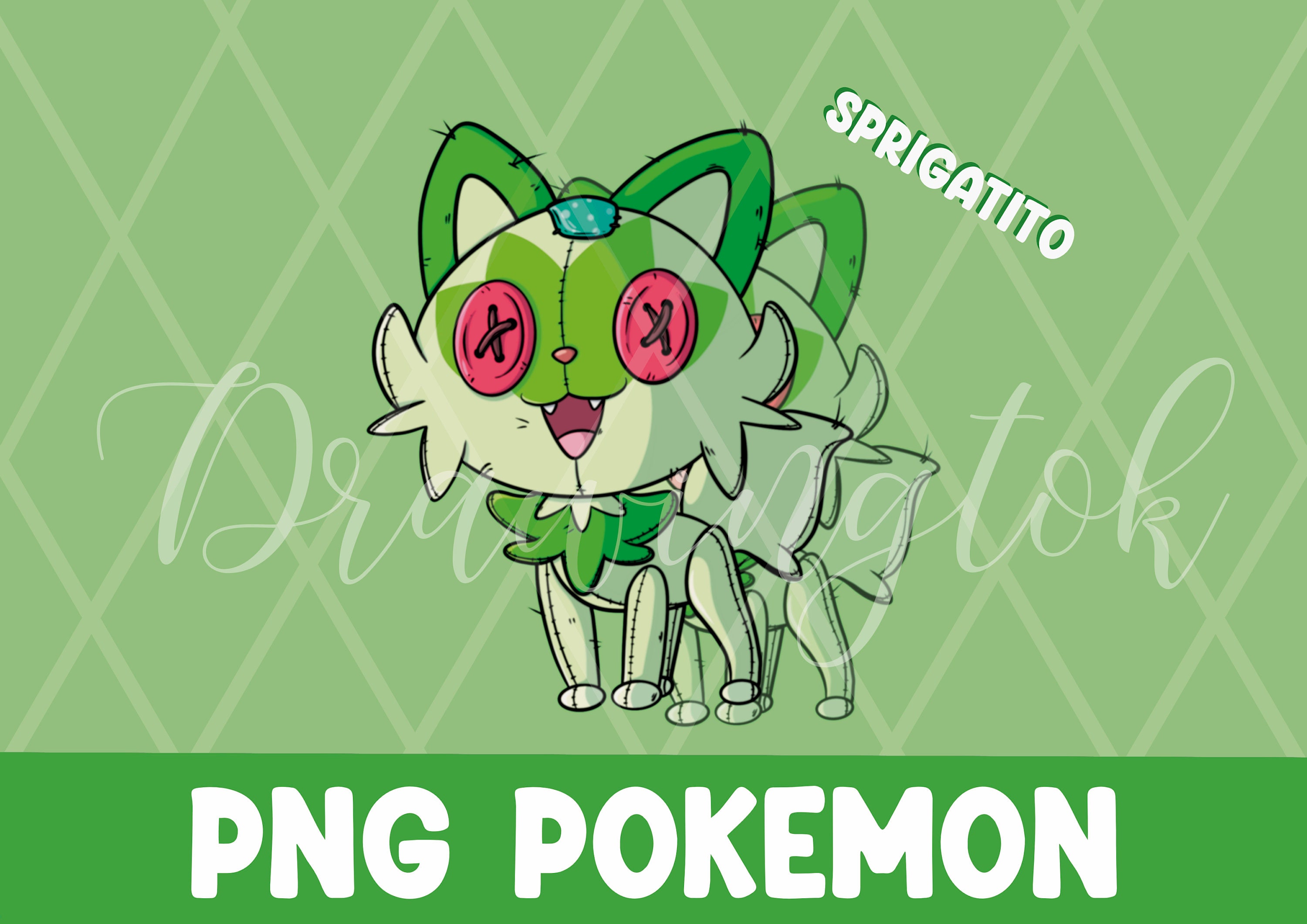 Pokemon Sprigatito Clipart Png Clip Art Set Instant Download - Etsy