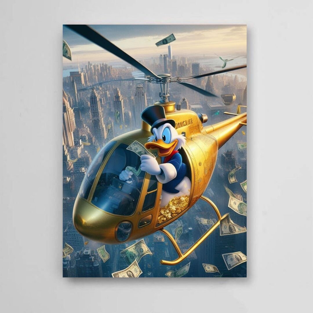 Scrooge Mcduck Gold Helicopter on Manhattan Printable Art Contemporary ...