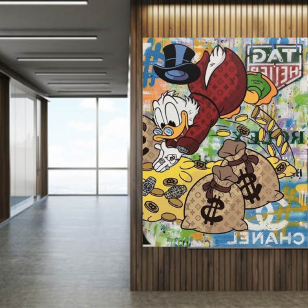 Scrooge Mcduck Art Inspired Scrooge Mcduck Gold Painting for Decoration ...