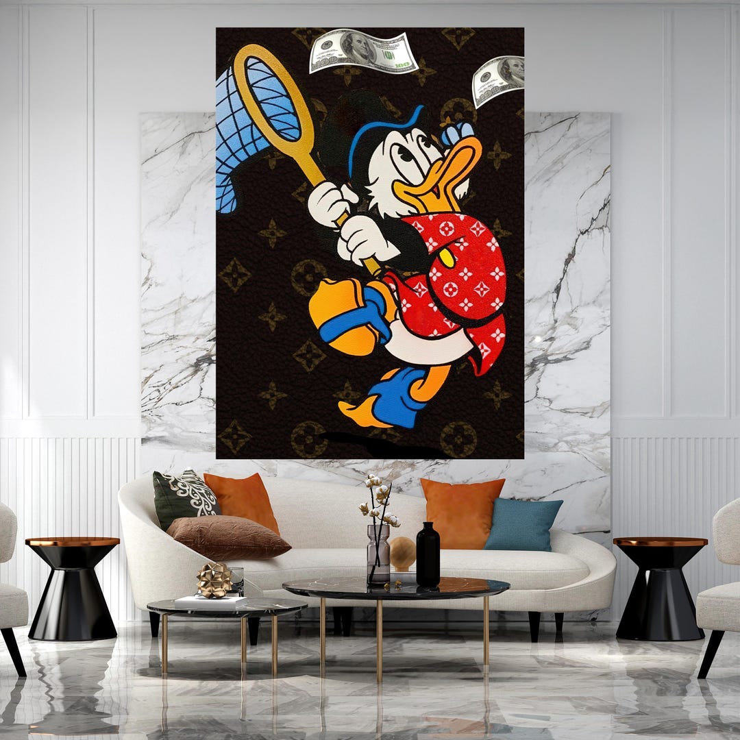 Scrooge Mcduck Flying Dollars- Contemporary Art Wall Art Office Wall ...