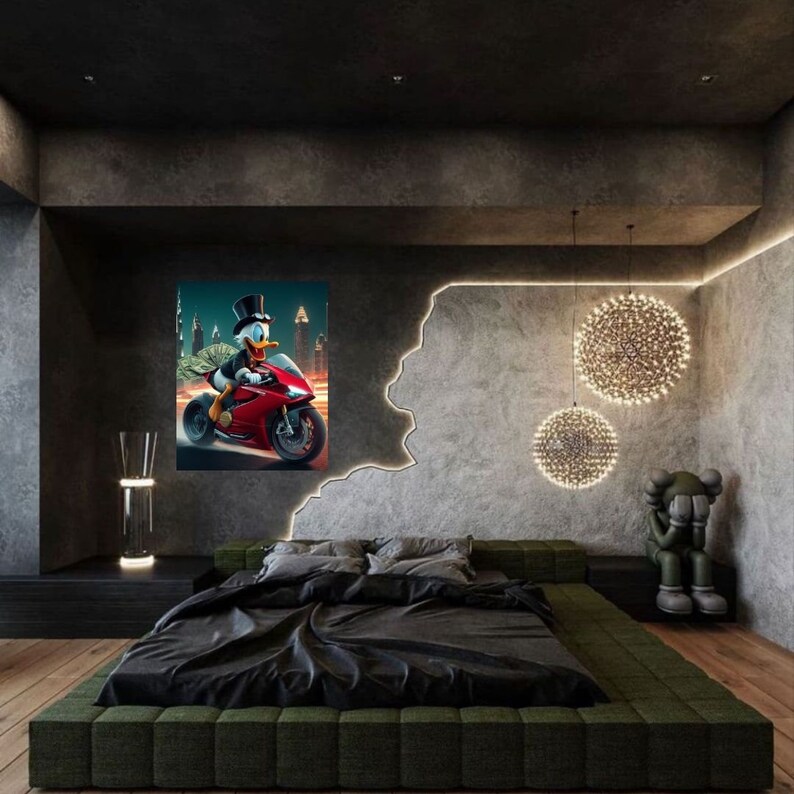 Scrooge Mcduck Ducati in Dubai Printable Art Contemporary Art Wall Art ...