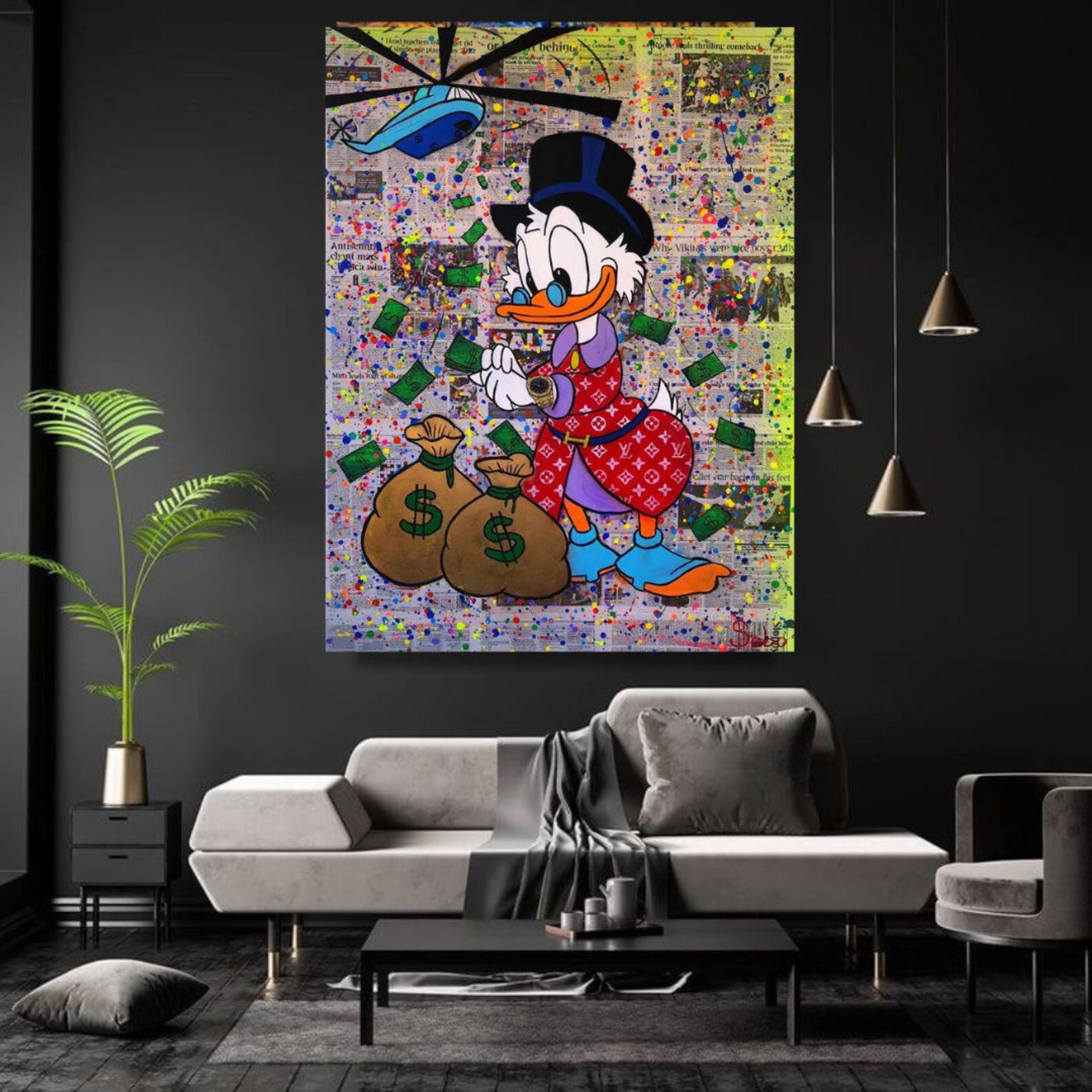 Paperon dè Paperoni art inspired Scrooge Mcduck Quadro da decorazione ...