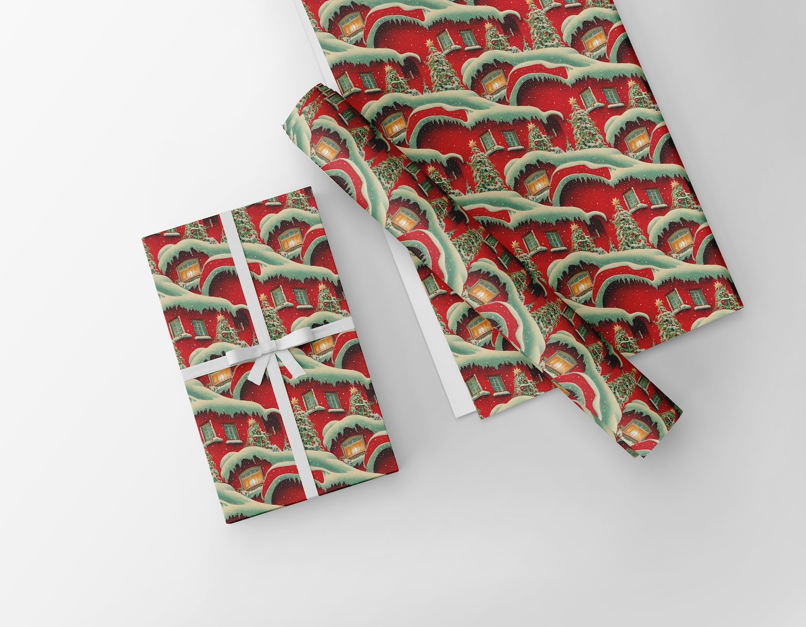 Red Vintage Christmas Wrapping Paper - Etsy