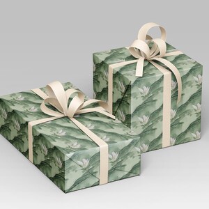 Wrapping Paper: Green Floral - Etsy