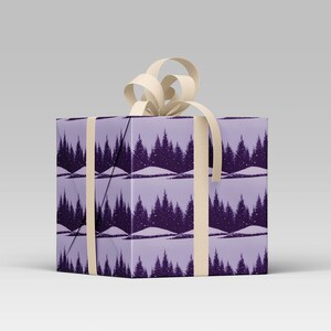 Wrapping Paper: Purple Evergreen gift Wrap, Christmas, Holiday ...
