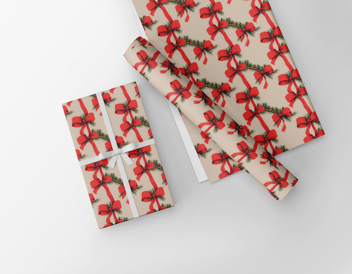 Christmas Wrapping Paper: Vintage Red Bows - Etsy