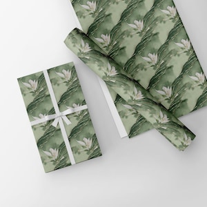 Wrapping Paper: Green Floral - Etsy