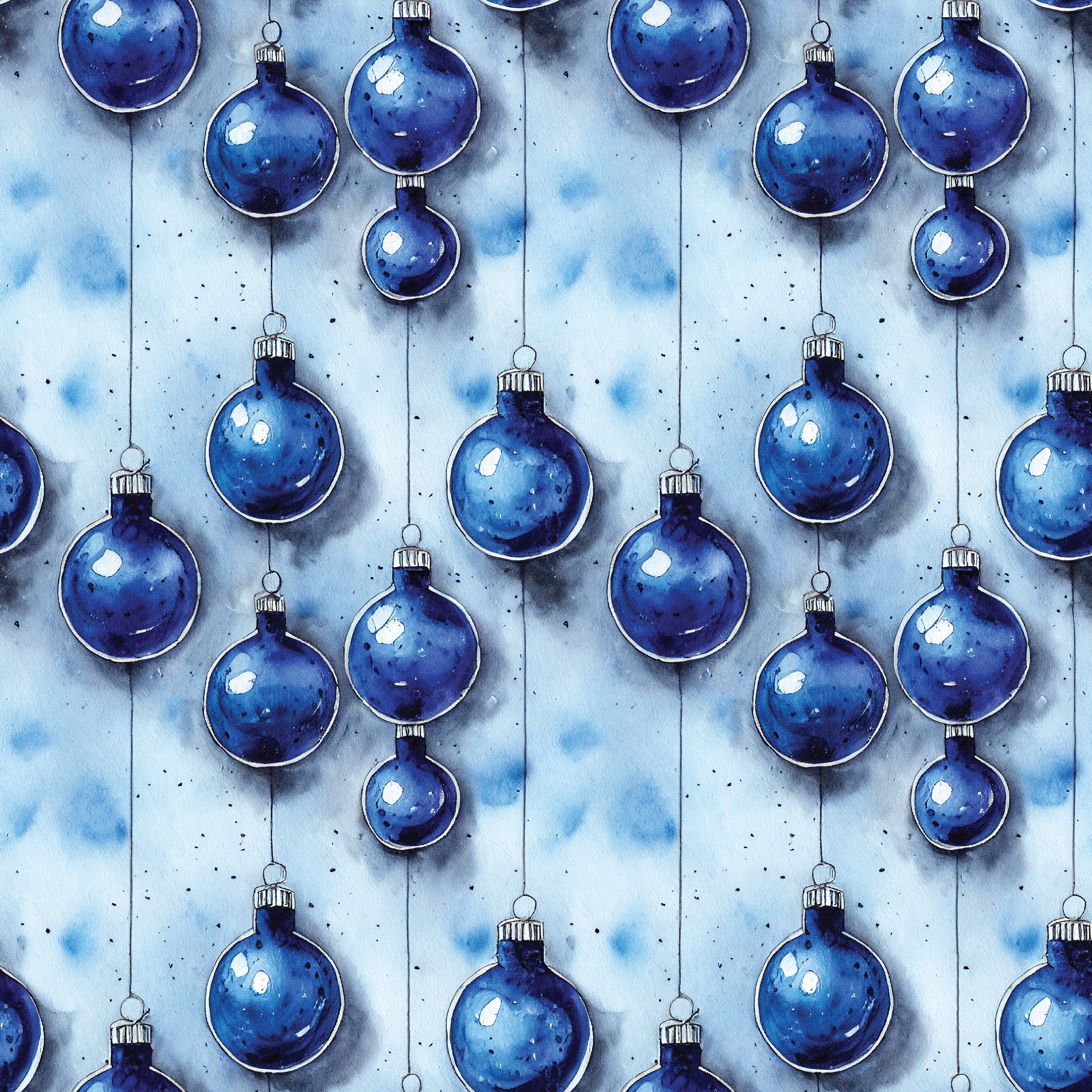 Blue Wrapping Paper: Christmas Ornaments - Etsy