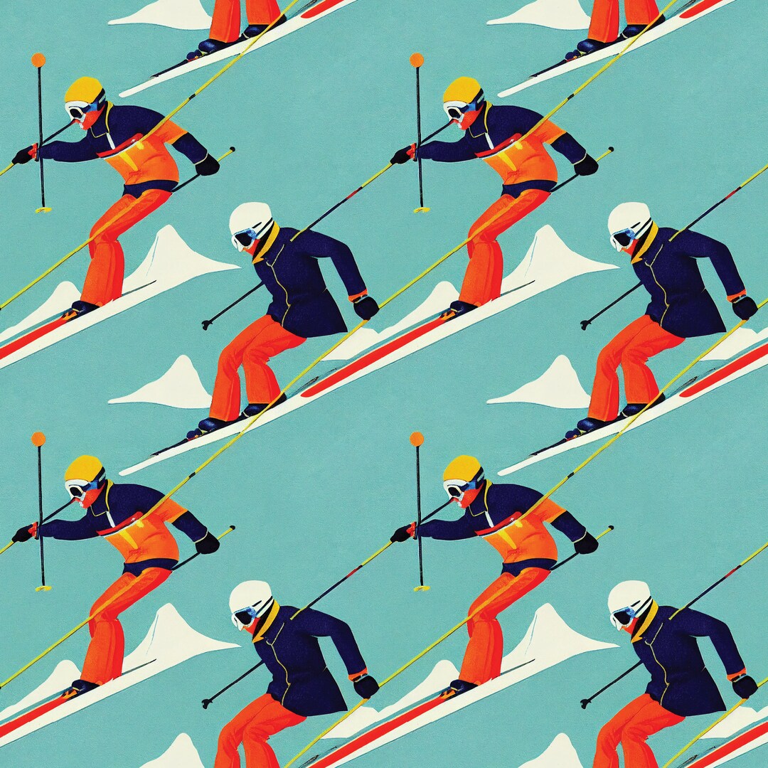 Blue Wrapping Paper: Ski - Etsy