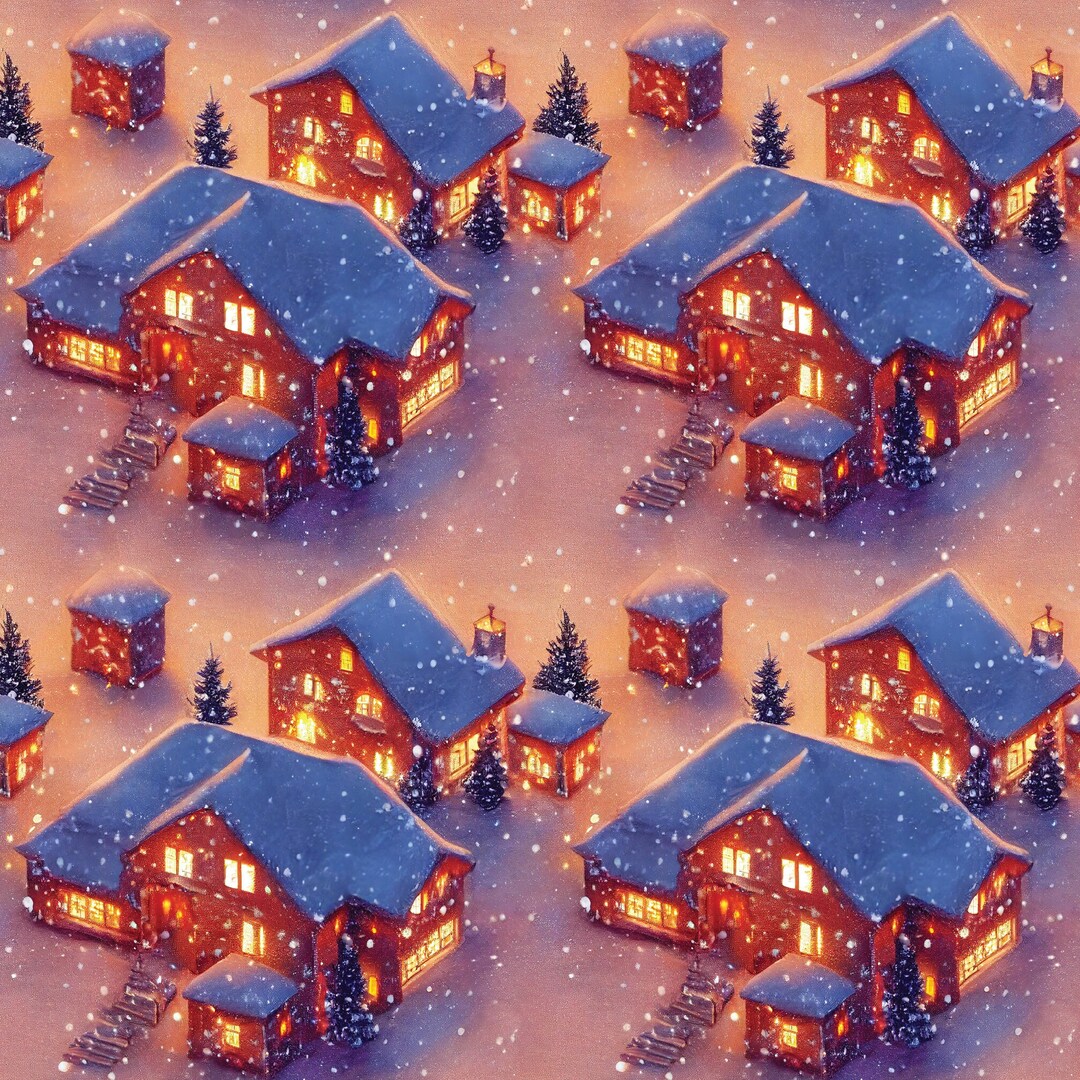 Wrapping Paper: Christmas Houses {gift Wrap, Winter, Holiday, Birthday ...