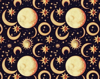 Celestial Wrapping Paper Roll, Black and Gold Cosmic Design - Etsy