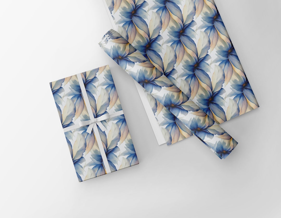 Blue Gift Wrap Sheets Holiday Gift Wrap Boy Baby Shower - Etsy