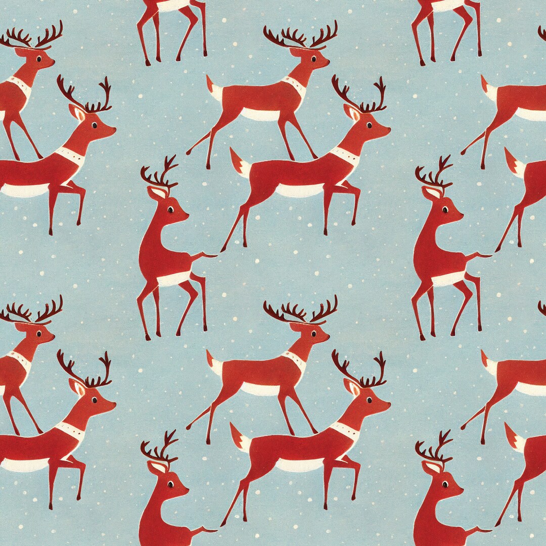 Vintage Christmas Wrapping Paper: Reindeer - Etsy