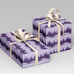 Wrapping Paper: Purple Evergreen gift Wrap, Christmas, Holiday ...