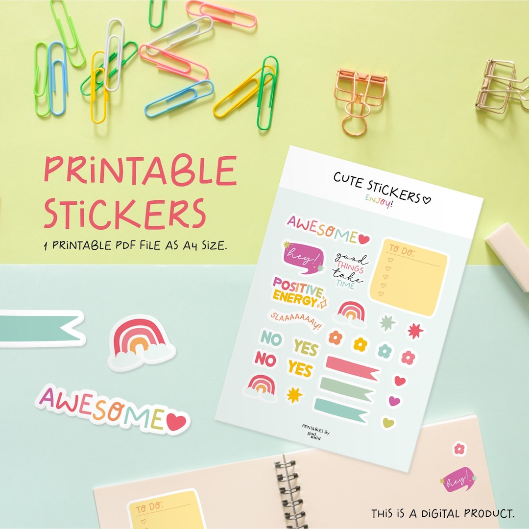 Cute Printable Stickers A4 Size - Etsy