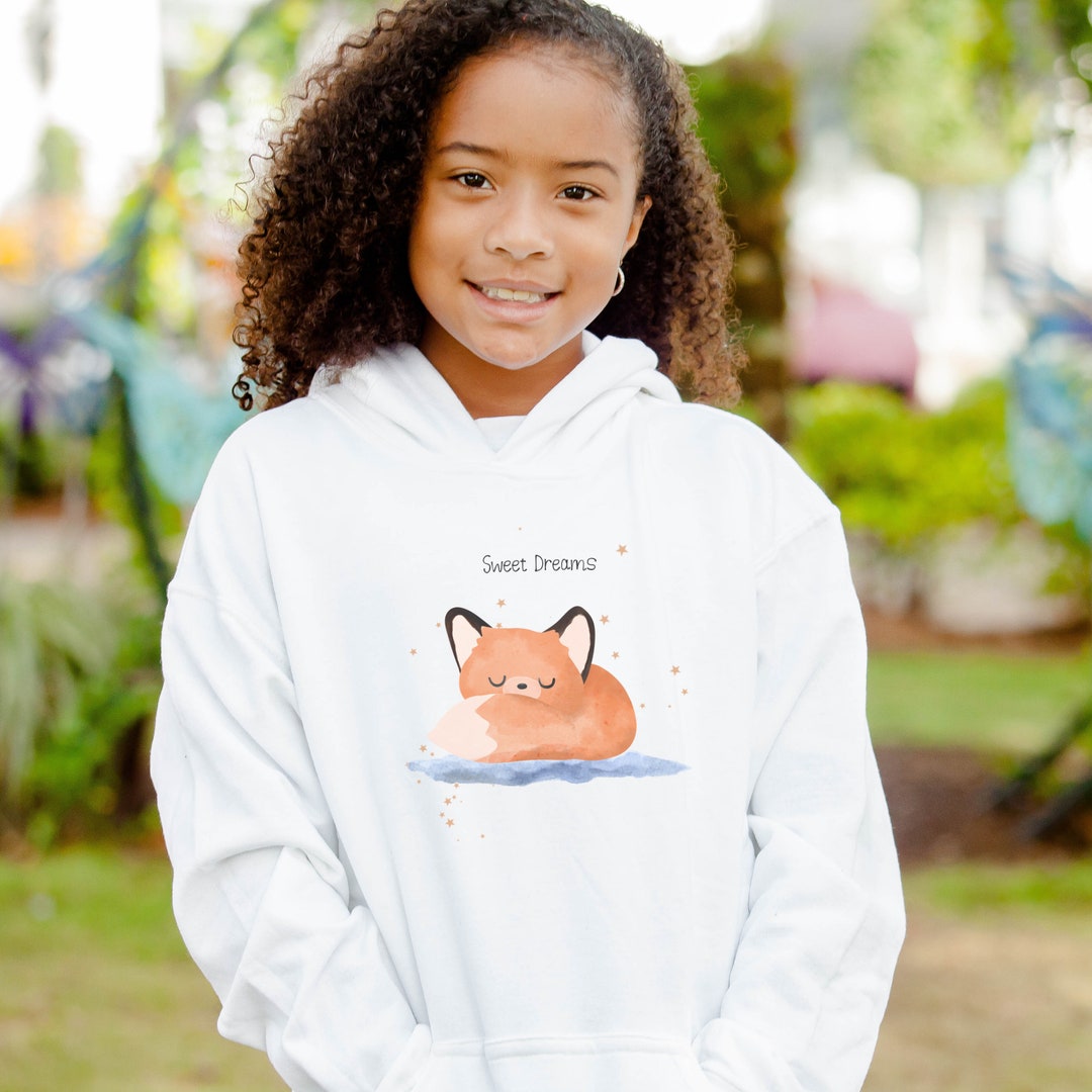 Girls Hooded Sweatshirt, Cute Fox Hoodie for Kids, Pullover Sweatshirt ...